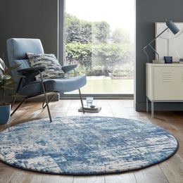 Teppich FLAIR RUGS "Wonderlust", blau, H:10mm Ø:160cm, Kunstfaser, Teppiche
