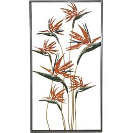 Wanddekoobjekt "Wanddekoration", orange (terra), B:50cm H:91cm T:5cm, Metall, HOFMANN LIVING AND MORE, Wanddekoobjekte, Strelizien, mit Rahmen in schwarz