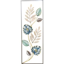 Wanddekoobjekt, bunt, B:31cm H:90cm T:3cm Ø:3cm, Metall, HOFMANN LIVING AND MORE, Wanddekoobjekte, unterschiedlich große Blätter, mit Metallrahmen