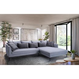 Ecksofa exxpo - SOFA FASHION "Piazza, elegant und edel, Designsofa mit tollem Sitzkomfort", grau, B:321cm H:90cm T:187cm, Sofas, Ecksofa, Longchair Ecke in hochwertiger Verarbeitung, Stellma&szlig;e 321x187 cm