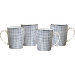 Ritzenhoff & Breker Becher RITZENHOFF & BREKER "ROYAL MAKOTO", weiß (weiß, blau), H:10cm Ø:8cm, Keramik, Trinkgefäße, 4-teilig