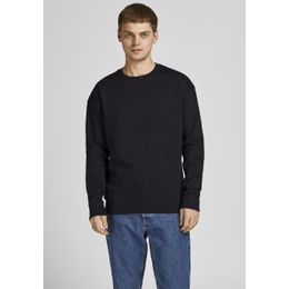 Jack & Jones Sweatshirt JACK & JONES "JJESTAR BASIC SWEAT CREW NECK NOOS", Herren, Gr. S, schwarz, angeraute Sweatware, Obermaterial: 70% Baumwolle, 30% Polyester, unifarben, loose fit normal, Rundhals, Rippbündchen, Sweatshirts