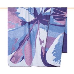 Wolldecke Pad "Flower", lila (violet), B:150cm L:200cm, Baumwolle, Wohndecken, Made in Europe