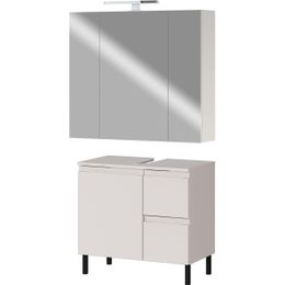 Badmöbel-Set Germania "Scantic", braun (kaschmir), B:76cm H:190cm T:34cm, Glas, MDF, Spanplatte, Kastenmöbel-Sets, mehrteiliges Set mit kleinem Waschbeckenunterschrank