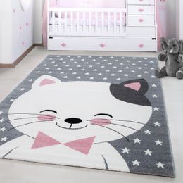 Kinderteppich Ayyildiz Teppiche "Kids 550" Gr. 3, pink (pink, grau), B:120cm H:12mm L:170cm, Kunstfaser, Teppiche, auch in rund, Tiermotiv, Kurzflor