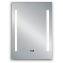 LED-Lichtspiegel Mirrors and More "Ilonka", weiß, neutral, B:50cm H:70cm, Glas, Spiegel, LED-Beleuchtung, integrierte Zeitanzeige