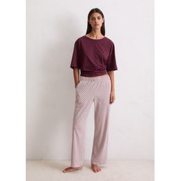 Marc O'Polo Loungehose MARC O'POLO "Mix N Match Cotton", Damen, Gr. M, N-Gr, mauve, Spitze, Obermaterial: 100% Baumwolle, bequem lang, Hosen, seiteliche Taschen, Baumwolle, weich, Gummizug, gerades Bein