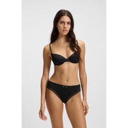 Slip HUGO UNDERWEAR, Damen, Gr. L, schwarz, Microfaser, Obermaterial: 79% Polyamid, 21% Elasthan, unifarben, körpernah, Unterhosen, mit Spitzenbesatz, mittlere Bundhöhe, Microfaserqualität