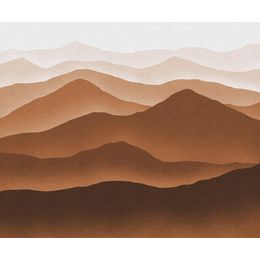 Vliestapete Komar "Digitaldruck Vlies - Macchiato Mountains - Größe 300 x 250 cm", braun (braun, weiß), B:300m L:250m, Vlies, Tapeten, Wohnzimmer, Schlafzimmer