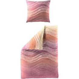 Bettwäsche Bierbaum "4061", orange (mango), B/L: 135cm x 200cm, 1 Stk., 1 Stk., Mako-Satin, B/L: 80cm x 80cm, 2 Stk., Mako-Satin, Obermaterial: 100% Baumwolle, Bettwäsche, Mako-Satin, 100 % Baumwolle, pflegeleicht