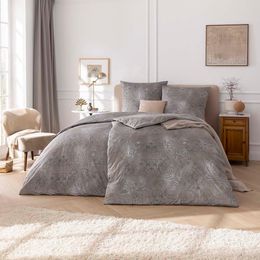 Bettwäsche Estella "Gregorio", grau, B/L: 155cm x 220cm, Mako-Interlock-Jersey, B/L: 80cm x 80cm, 2 Stk., Mako-Interlock-Jersey, Obermaterial: 100% Baumwolle, Bettwäsche