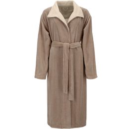 Bademantel Vossen "Andorra, ideal für Sauna & Spa, Hotelbademantel, Morgenmantel" Gr. L, braun (morena, tibet), L:125cm, Baumwoll-Mix, Hausmäntel, Stehkragen