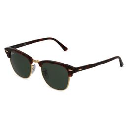 Ray-Ban RB 3016 CLUBMASTER | Unisex-Sonnenbrille | Fassung: Vollrand, Quadratisch, Acetat, Braun Gold | Glasfarbe: Grün