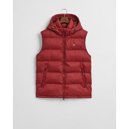 Steppweste Gant "ACTIVE CLOUD", Herren, Gr. 4XL, plumped rot, Web, Obermaterial: 100% Polyester. Futter: 100% Polyamid. Wattierung: 100% Polyester, regular fit hüftlang, Westen, mit abnehmbarer Kapuze regular fit, 2-Wege-Reißverschluss