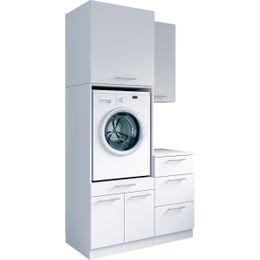 Mehrzweckschrank-Set LAUNDREEZY "Laundreezy, 4-tlg. Mehrzweckschrank-Set B/H/T 118/238/68 cm", weiß matt, B:118cm H:238cm T:68cm, Holzwerkstoff, Kastenmöbel-Sets, Breite 118 cm, Soft-Close-Funktion für Türen