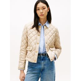 Steppjacke Tommy Hilfiger "G/BUTTON QUILTED REG LADY JACKET", Damen, Gr. L (40), silt, Web, Obermaterial: 100% Polyester, unifarben, Rundhals, Jacken
