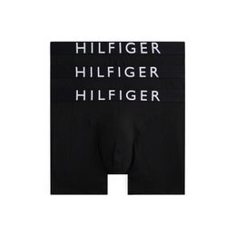 Boxershorts "3P BOXER BRIEF mit Kontrast-Logo-Taillenbund", Herren, Gr. L (52), schwarz (schwarz, schwarz, schwarz), Jersey, Obermaterial: 95% Baumwolle, 5% Elasthan, Tommy Hilfiger Underwear, körpernah, Unterhosen, langes Bein, körpernahe Form