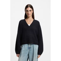 BOSS Orange Damen Strickpullover "Fiti Premium Damenmode"dunkelblau 408, Gr. L, unifarben, Strick, Obermaterial: 58% Polyamid, 21% Alpaka, 21% Wolle,