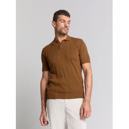 T-Shirt NO EXCESS "NO EXCESS Poloshirt mit kurzen Ärmeln", Herren, Gr. L, braun (camel), 80% Baumwolle, 20% polyester, Shirts
