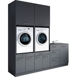 Mehrzweckschrank-Set LAUNDREEZY "Laundreezy, 6-tlg. Mehrzweckschrank-Set B/H/T 238/238/68 cm", anthrazit matt, B:236cm H:238cm T:68cm, Holzwerkstoff, Kastenmöbel-Sets, Breite 238 cm, Soft-Close-Funktion für Türen