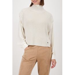 Pullunder monari, Damen, Gr. 44, almond, Strick, Obermaterial: 48% Baumwolle, 48% Polyacryl, 4% metallisierte Fasern, unifarben, regular fit taillenbedeckt, Rundhals, Pullover, Regular fit mit Stehkragen