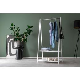 Garderobenständer Home Affaire "Progress, in 4 Ausführungen, mit oder ohne Spiegel", weiß, B:80cm H:156cm T:50cm, Metall, Garderobenständer, FSC zertifizierte Garderobe aus Fichte Massivholz, weiss lackiert