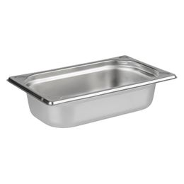 Aufbewahrungssystem APS "GN 1/4 Behälter 26,5 x 16,2 cm", silberfarben, B:16cm H:6,5cm, Lebensmittelaufbewahrungsbehälter, Gastronorm-Behälter, zum Anrichten und Lagern von Speisen