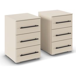 Nachtkommode Rauch "Nachttisch Nachtkonsole AVOLA in Dekorfront", beige (champagner), B:40cm H:61cm T:42cm, Holzwerkstoff, Sideboards, mit 3 geräumigen Schubladen für viel Stauraum MADE IN GERMANY