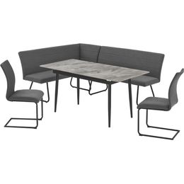 Eckbankgruppe OTTO HOME "Stevian", anthrazite, anthrazite,, Struktur (100% Polyester), Bank Recamiere rechts, FSC-zertifizierter Holzwerkstoff, Keramik, Metall, Polyester, Polywood, Sitzmöbel-Sets, Holz, Strukturstoffbezug, Freischwingerstühle, gesteppten Bänken