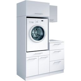 Mehrzweckschrank-Set LAUNDREEZY "Laundreezy, 4-tlg. Mehrzweckschrank-Set B/H/T 118/200/68 cm", weiß matt, B:118cm H:200cm T:68cm, Holzwerkstoff, Kastenmöbel-Sets, Breite 118 cm, Soft-Close-Funktion für Türen