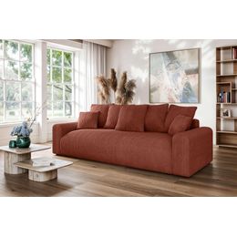 Big-Sofa Home Affaire, B:238cm H:85cm T:98cmziegelrot, 83% Polyester, 17% Nylon, Sofas, "LAKESIDE klein 3-Sitzer Schlafsofa mit Bettkasten, Breite