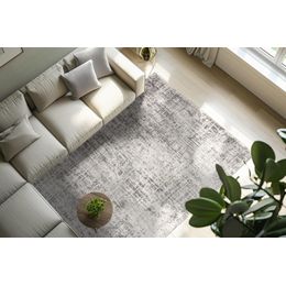 Teppich Obsession "My Bella 235", grau, B:160cm H:13mm L:230cm, Polyester, Teppiche, Teppich, modernes abstraktes Design, Hoch-Tief Effekt, mit Fransen