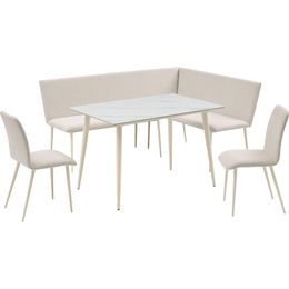 Eckbank OTTO HOME "Cassy", creamfarben, H:86cm T:144cm, FSC-zertifizierter Holzwerkstoff, Sitzbänke, pflegeleichter Strukturstoff, Metallgestell, FSC-zertifiziertes Holz