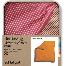 Bettbezug Schlafgut "Woven Satin Fade mit feinen Streifen", bunt (gelb deep, rot mid), B:240cm L:220cm, Mako-Satin, Obermaterial: 100% Baumwolle, Bettbezüge, mit Farbverlauf, Mix & Match: passender Kissenbezug erhältlich