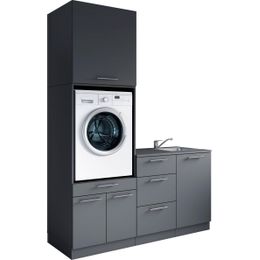 Mehrzweckschrank-Set LAUNDREEZY "Laundreezy, 4-tlg. Mehrzweckschrank-Set B/H/T 168/238/68 cm", anthrazit matt, B:168cm H:238cm T:68cm, Holzwerkstoff, Kastenmöbel-Sets, Breite 168 cm, Soft-Close-Funktion für Türen