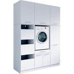 Mehrzweckschrank-Set LAUNDREEZY "Laundreezy, 6-tlg. Mehrzweckschrank-Set B/H/T 168/238/68 cm", weiß matt, B:168cm H:238cm T:68cm, Holzwerkstoff, Kastenmöbel-Sets, Breite 168 cm, Soft-Close-Funktion für Türen