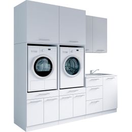Mehrzweckschrank-Set LAUNDREEZY "Laundreezy, 8-tlg. Mehrzweckschrank-Set B/H/T 238/238/68 cm", weiß matt, B:236cm H:238cm T:68cm, Holzwerkstoff, Kastenmöbel-Sets, Breite 238 cm, Soft-Close-Funktion für Türen