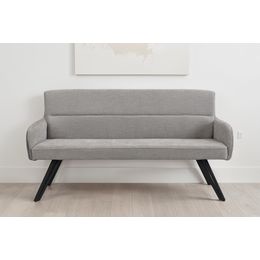 Sitzbank ByLiving "Tino", hellgrau, schwarz, B:160cm H:94cm T:67cm, Stoff, Sitzbänke, mit Federkernpolsterung in 140 oder 160cm, hochwertige Polsterbezüge