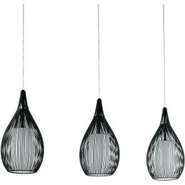 Eglo Hängeleuchte "RAZONI Pendellampe, Stahl und Glas, IP20, E27, Esstischlampe, Lampe", schwarz (schwarz, weiß), 3, H: 110cm, 1 Stk., Leuchten, Hängeleuchte, L99 x B19 x H110, schwarz, 3X60W exkl.