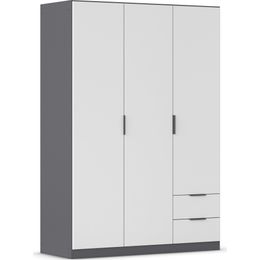 Kleiderschrank Rauch "Drehtürenschrank Schrank Garderobe Ankleide Schlafzimmer LAGOA", graumetallic, alpinweiß, B:136cm H:197cm T:54cm, Holzwerkstoff, Schränke, mit geräumigen Schubladen, optional mit Aufsatz MADE IN GERMANY