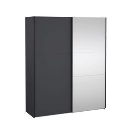 Schwebetürenschrank Home Affaire "Como, Kleiderschrank, Schlafzimmerschrank", grau matt, spiegel, B:178,5cm H:221cm T:66,6cm, FSC-zertifizierter Holzwerkstoff, Schränke, 1 Schwebetür, 1 Spiegelschiebetür, Kleiderstange, Einlegeboden