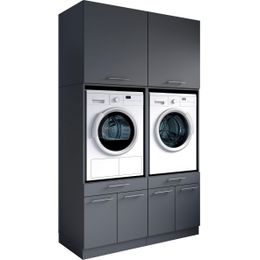 Mehrzweckschrank-Set LAUNDREEZY "Laundreezy, 4-tlg. Mehrzweckschrank-Set B/H/T 135/238/68 cm", anthrazit matt, B:135cm H:238cm T:68cm, Holzwerkstoff, Kastenmöbel-Sets, Breite 135 cm, Soft-Close-Funktion für Türen