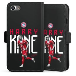 DeinDesign iPhone SE (2020) Handy Klapph&uuml;lle Handyh&uuml;lle aus Kunst Leder schwarz Flip Case Harry Kane Official Licensed Product Fc Bayern M&uuml;nchen Sideflip mit 