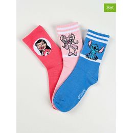 Lilo and Stitch Lilo & Stitch 3er-Set: Socken "Lilo & Stitch" in Rot/ Rosa/ Blau - 50% | Größe 27-30 | Babysocken-strumpfhosen