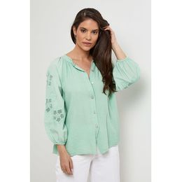 Rodier Lin Leinen-Bluse in Hellgr&uuml;n - 75% | Gr&ouml;&szlig;e L/XL | Damen-blusen