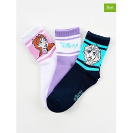 Die Eiskönigin FROZEN 3er-Set: Socken "Frozen" in Dunkelblau/ Lila/ Weiß - 62% | Größe 23-26 | Babysocken-strumpfhosen