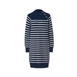 Tchibo - Gestreiftes Strickkleid mit Knopfdetail - Damen - Gr. L - dunkelblau/gestreift