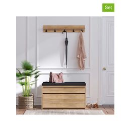 Scandinavia Concept 2tlg. Garderoben-Set "Boby" in Eiche/ Schwarz - 68% | Garderoben