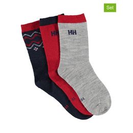 Helly Hansen 3er-Set: Funktionssocken in Dunkelblau/ Rot/ Grau - 40% | Größe 32-35 | Kinder-outdoor-waesche