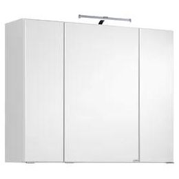 Spiegelschrank Welltime "Texas", weiß, B:80cm H:66cm T:20cm, Spanplatte, Schränke, Breite 80 cm, mit LED-Aufbauleuchte